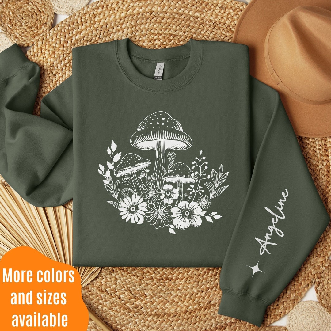 Personalized Mushroom Sweatshirt, Botanical Shirt, Groovy Mushroom ...