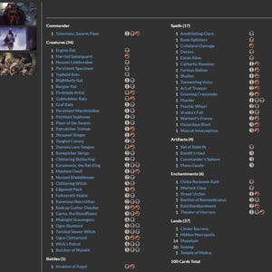Totentanz, Swarm Piper MTG EDH Custom Commander Deck, Rat Tribal 0407 ...