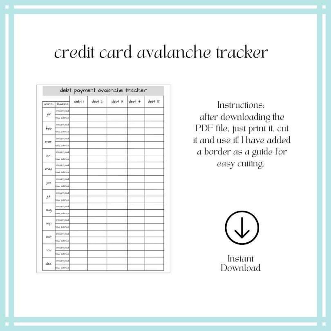 DIGITAL FILE - Credit Card Avalanche Tracker | Printable PDF ...