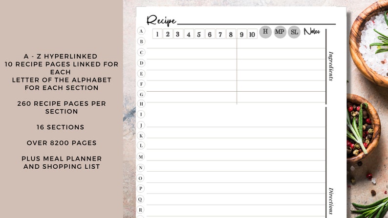 Remarkable Recipe Book Template Instant Download With Hyperlinks - Etsy