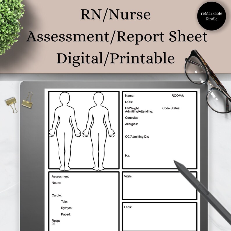 RN Report Sheet, RN Assessment Sheet, Nurse Report Sheet Digital or ...