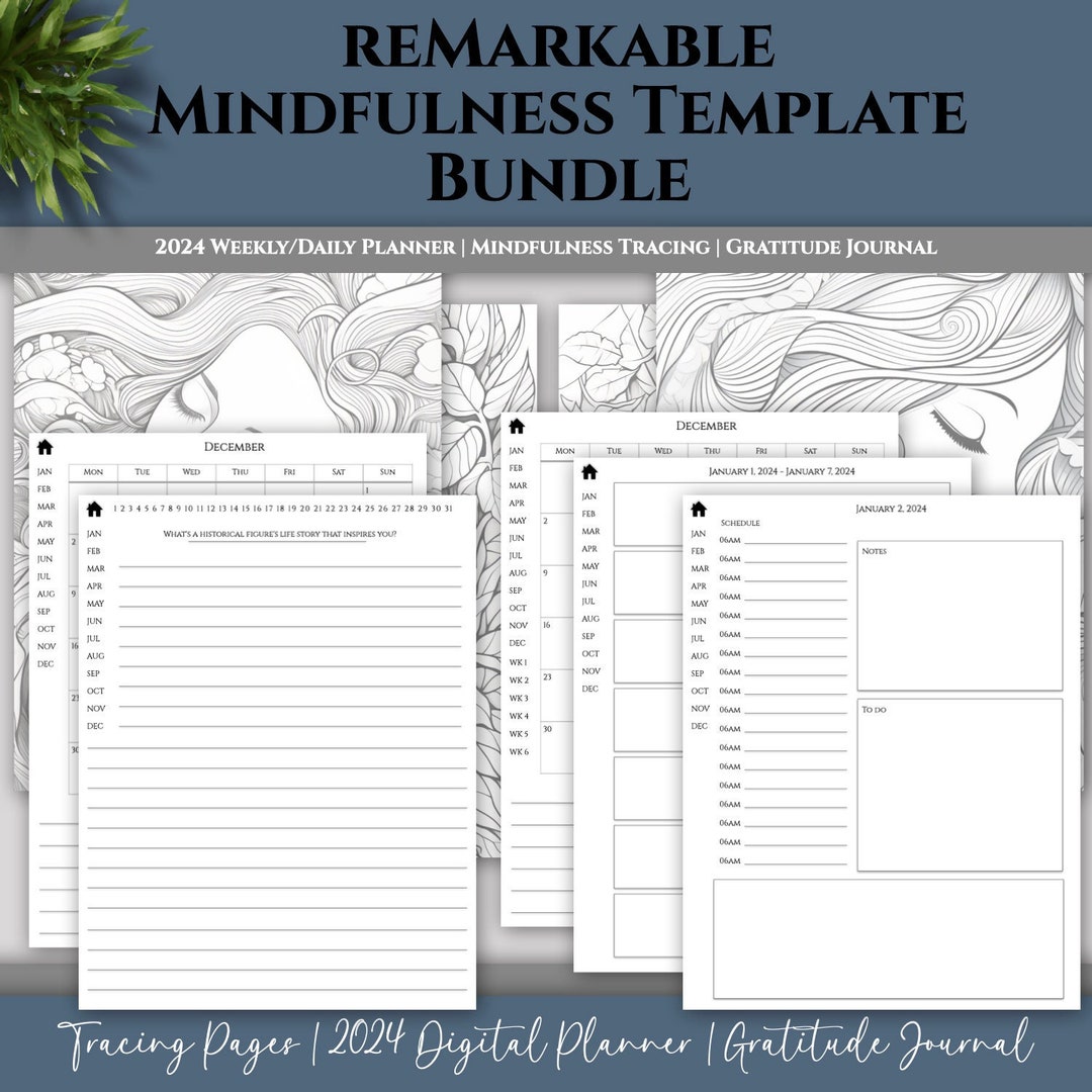 2024 Planner Mindfulness Tracing Pages Gratitude Journal Compatible ...