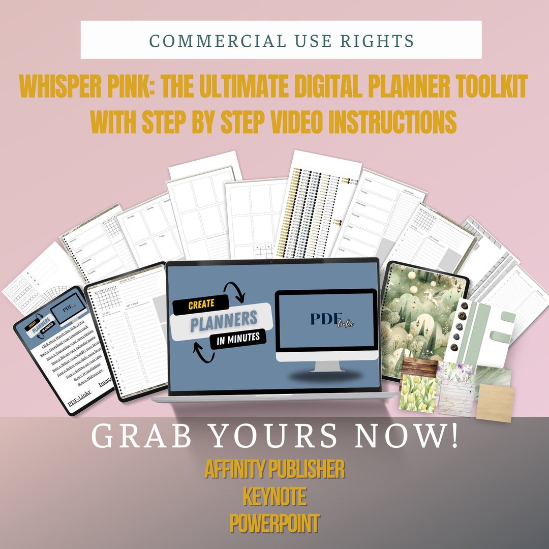 Digital Planner Template Full Commercial Rights Digital Monthly Planner ...