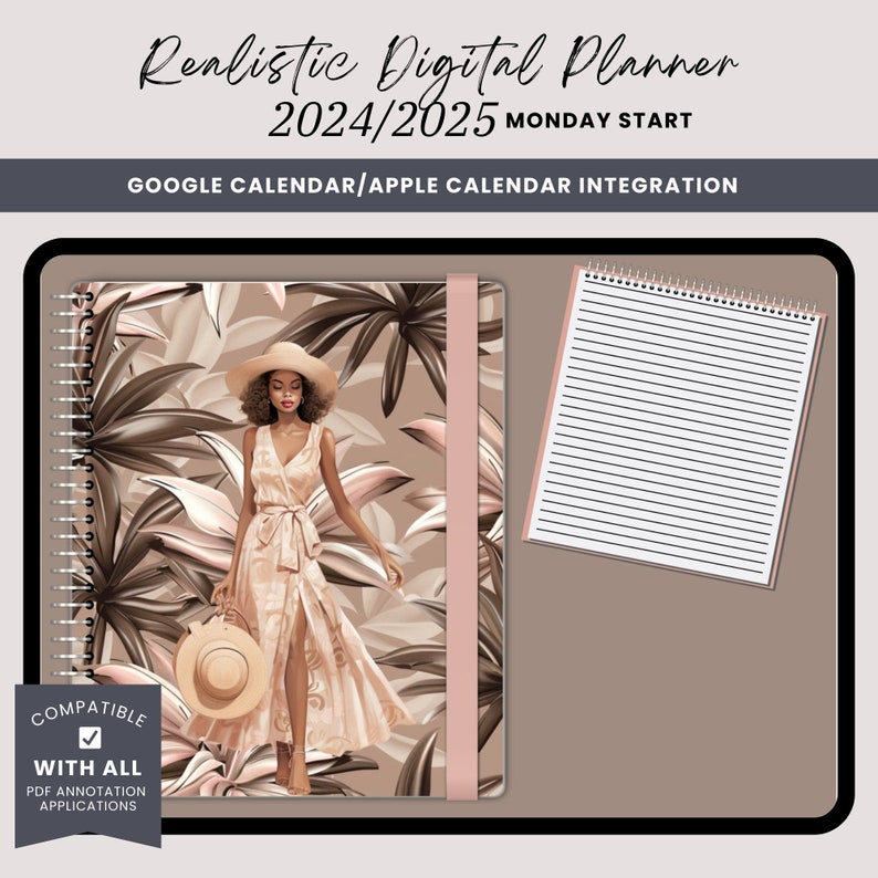 Realistic Digital Planner 2024 2025 With Google and Apple Calendar ...