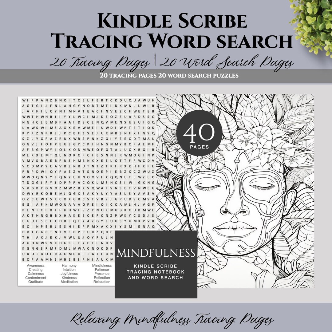 Tracing and Word Search Puzzle Notebook Compatible With Kindle Scribe ...