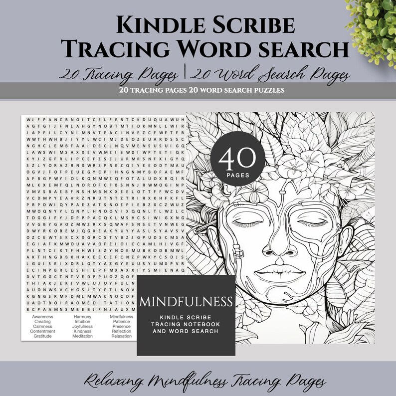 Tracing and Word Search Puzzle Notebook Compatible With Kindle Scribe ...