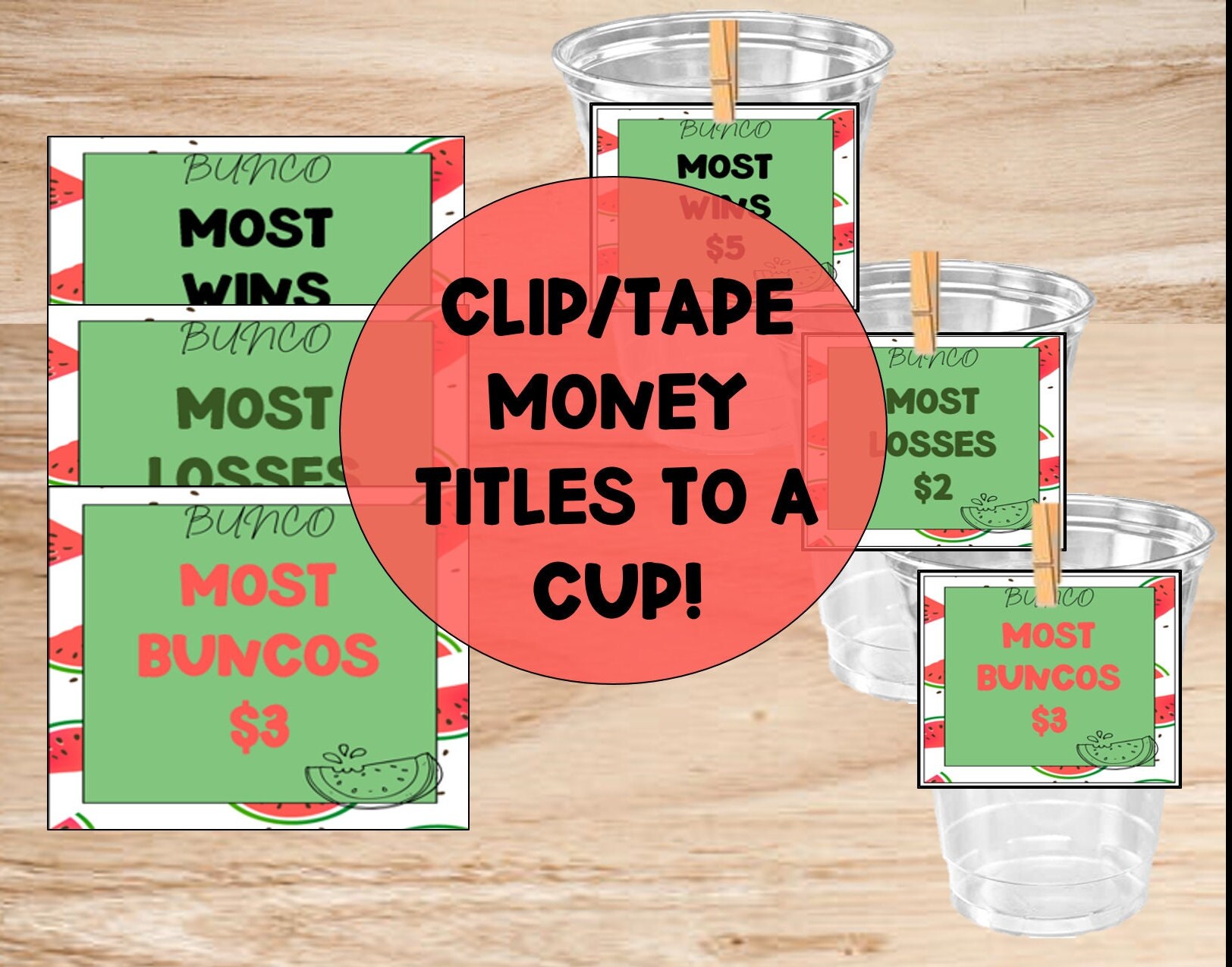 Printable Watermelon Theme Bunco Set: Score Card, Tally Sheet (2 ...