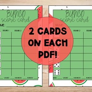 Printable Watermelon Theme Bunco Set: Score Card, Tally Sheet (2 ...