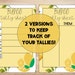 Printable Lemon Theme Bunco Set: Score Card, Tally Sheet (2 Versions ...