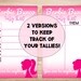 Printable Barbie Theme Bunco Set: Score Cards 2 Versions, Tally Sheet 2 ...