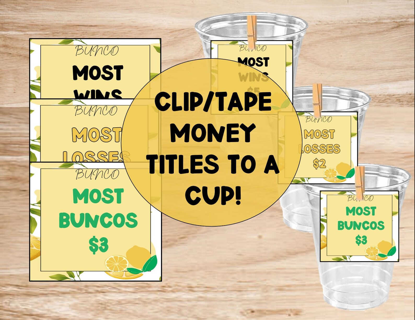 Printable Lemon Theme Bunco Set: Score Card, Tally Sheet (2 Versions ...