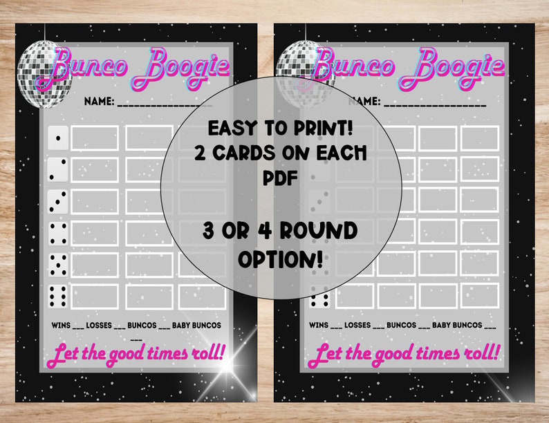 Printable Disco Theme Bunco Set: Score Cards (2 Versions), Tally Sheet ...