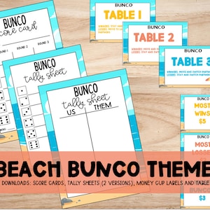 Printable Beach Theme Bunco: Score Card, Tally Sheet (2 Versions ...
