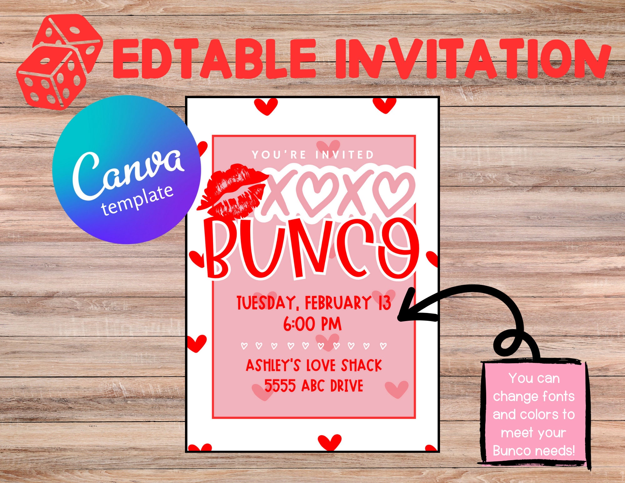Printable XOXO Theme Bunco Set: Score Cards (2 Versions), Tally Sheet ...