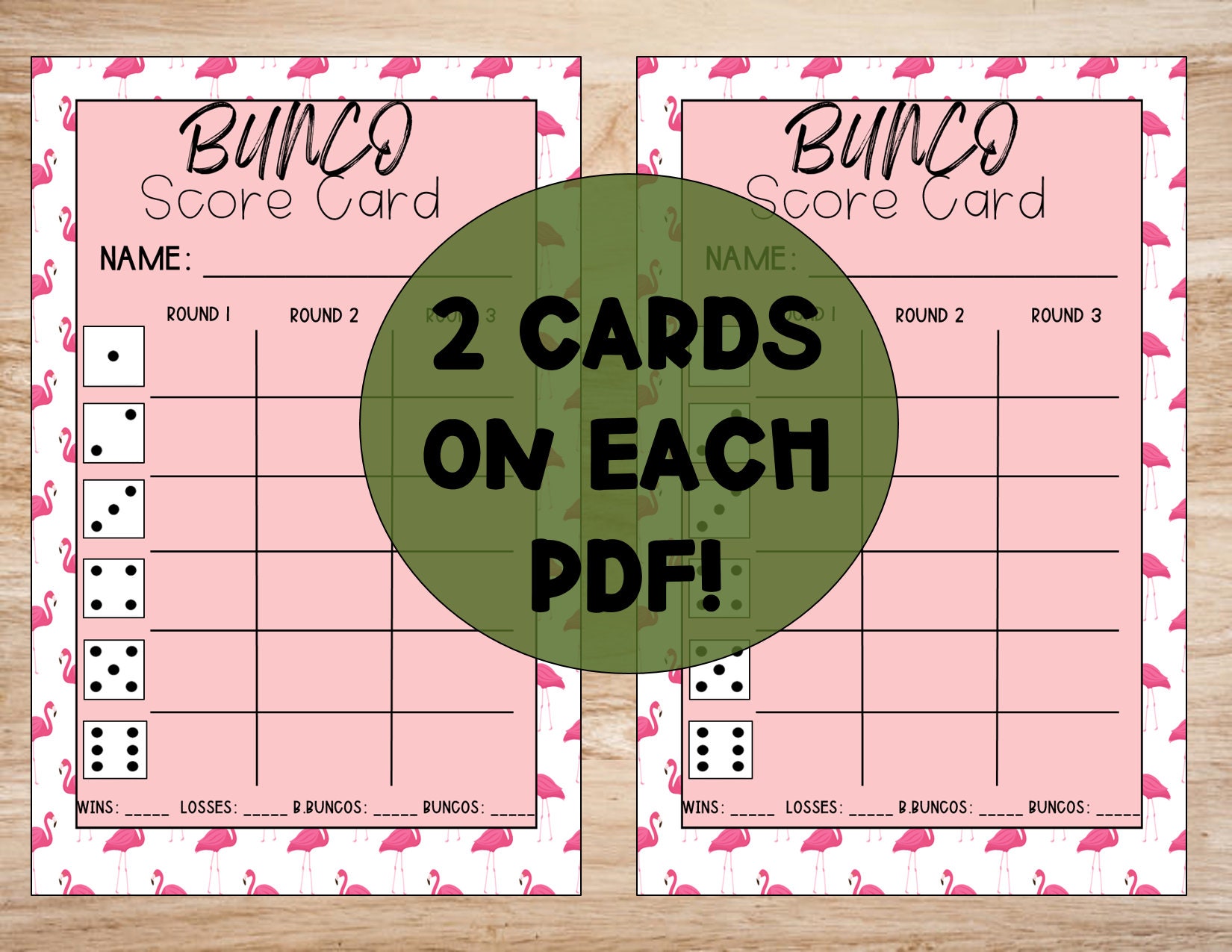 Printable Flamingo Bunco Set: Score Card, Tally Sheet (PDF) - Etsy