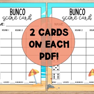 Printable Beach Theme Bunco: Score Card, Tally Sheet (2 Versions ...