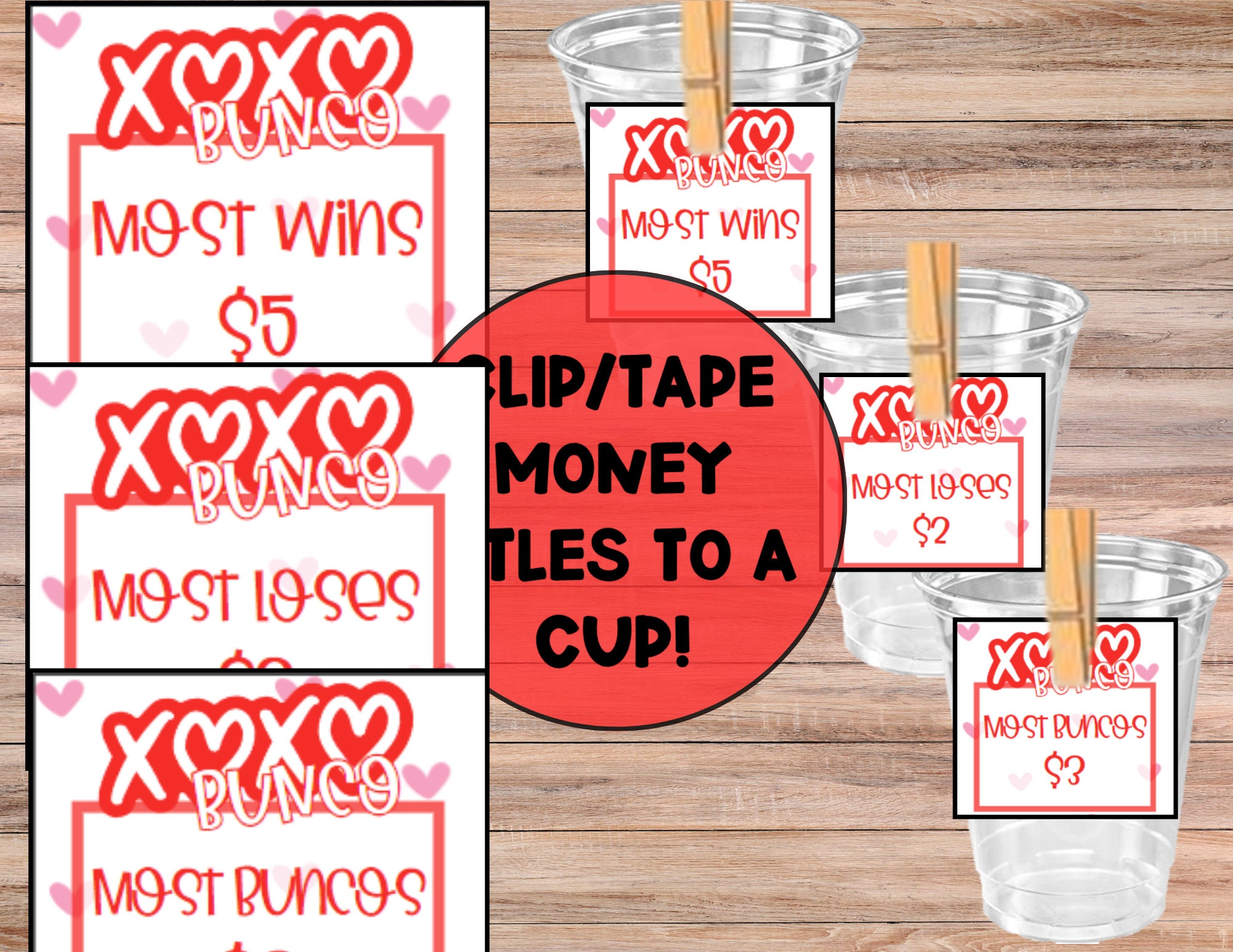 Printable XOXO Theme Bunco Set: Score Cards (2 Versions), Tally Sheet ...