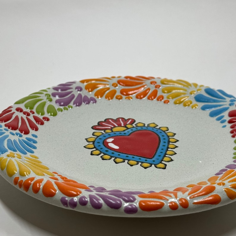 Talavera Plate/ Talavera Heart Plate/ Mexican Corazón Sagrado Plate ...