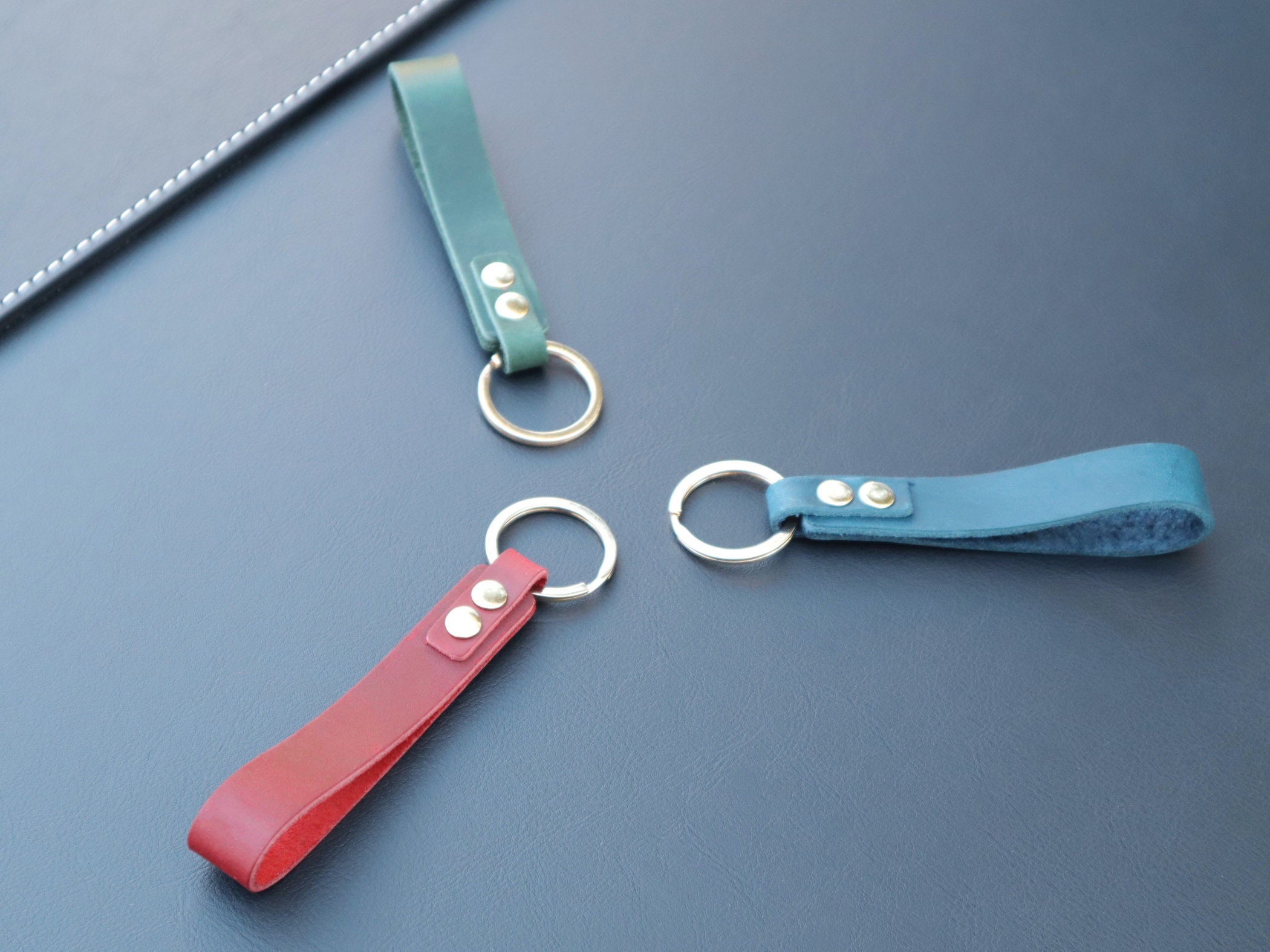 Personalized Engraved Leather Keychain Gift for Him, Engraved Handmade ...