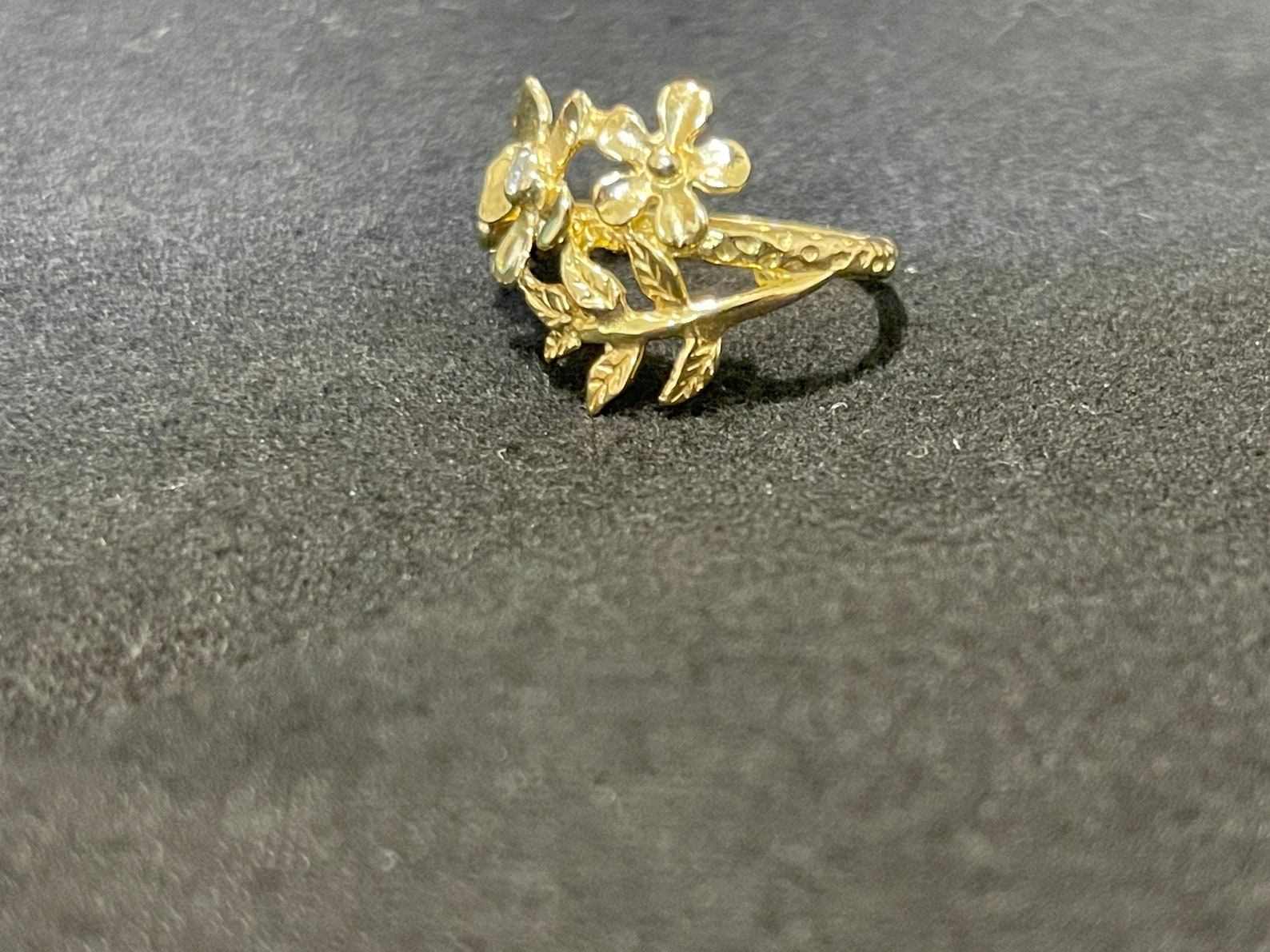 Gold Ring for Women, Flower Gold Ring, Gold Band, Genuine 14K Gold Band ...