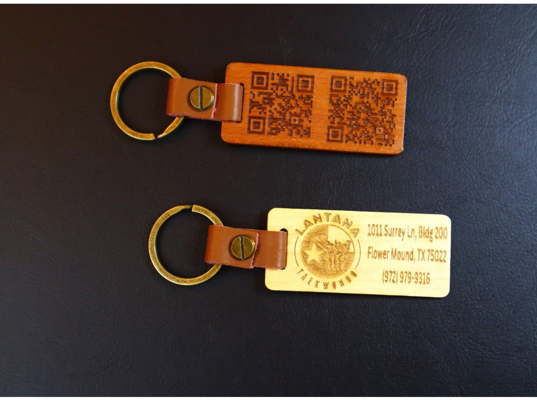 QR Code Engraved Promotional Keychain, Custom Engraved Keyring ...
