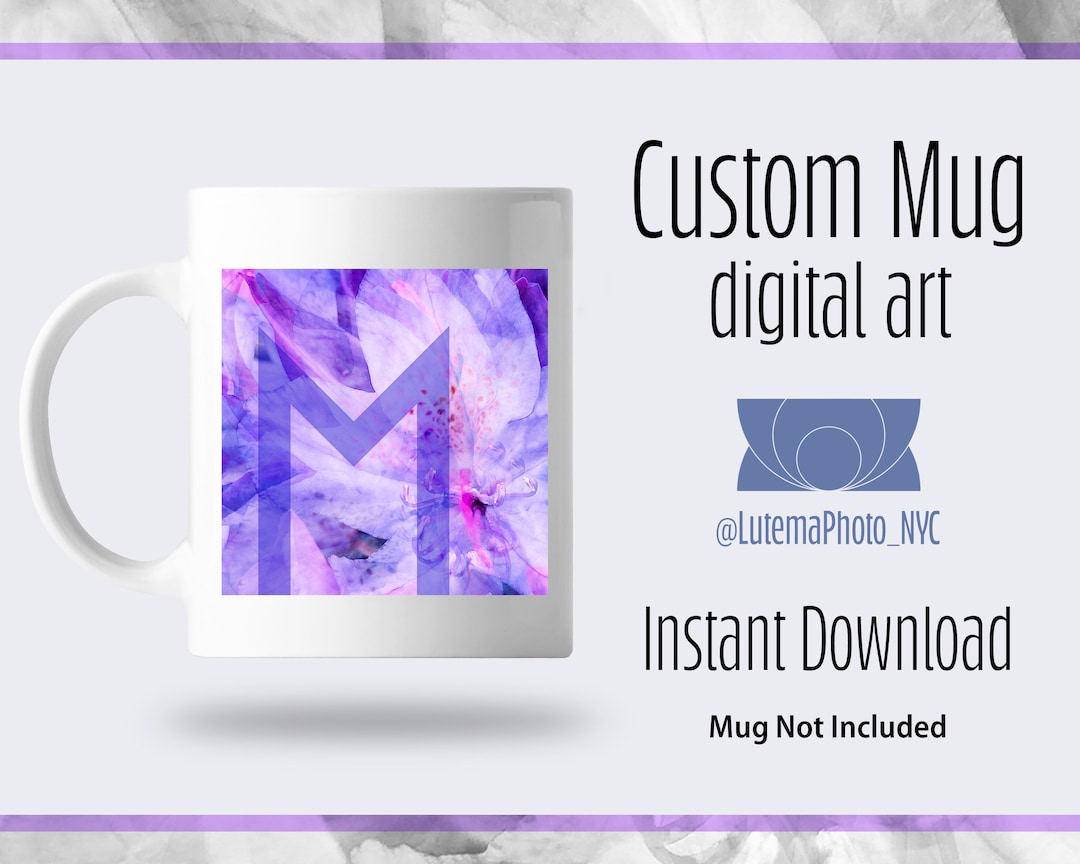 Letter M Digital Download, Monogram M, Personalized Art for Mug, Coffee ...