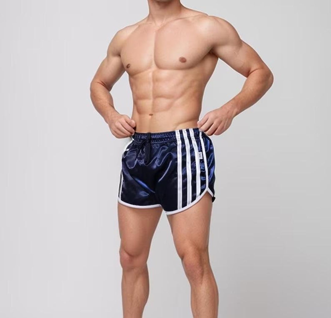 Premium Satin Sport Sprinter Shorts With 3 Stripes Shiny Running Shorts ...