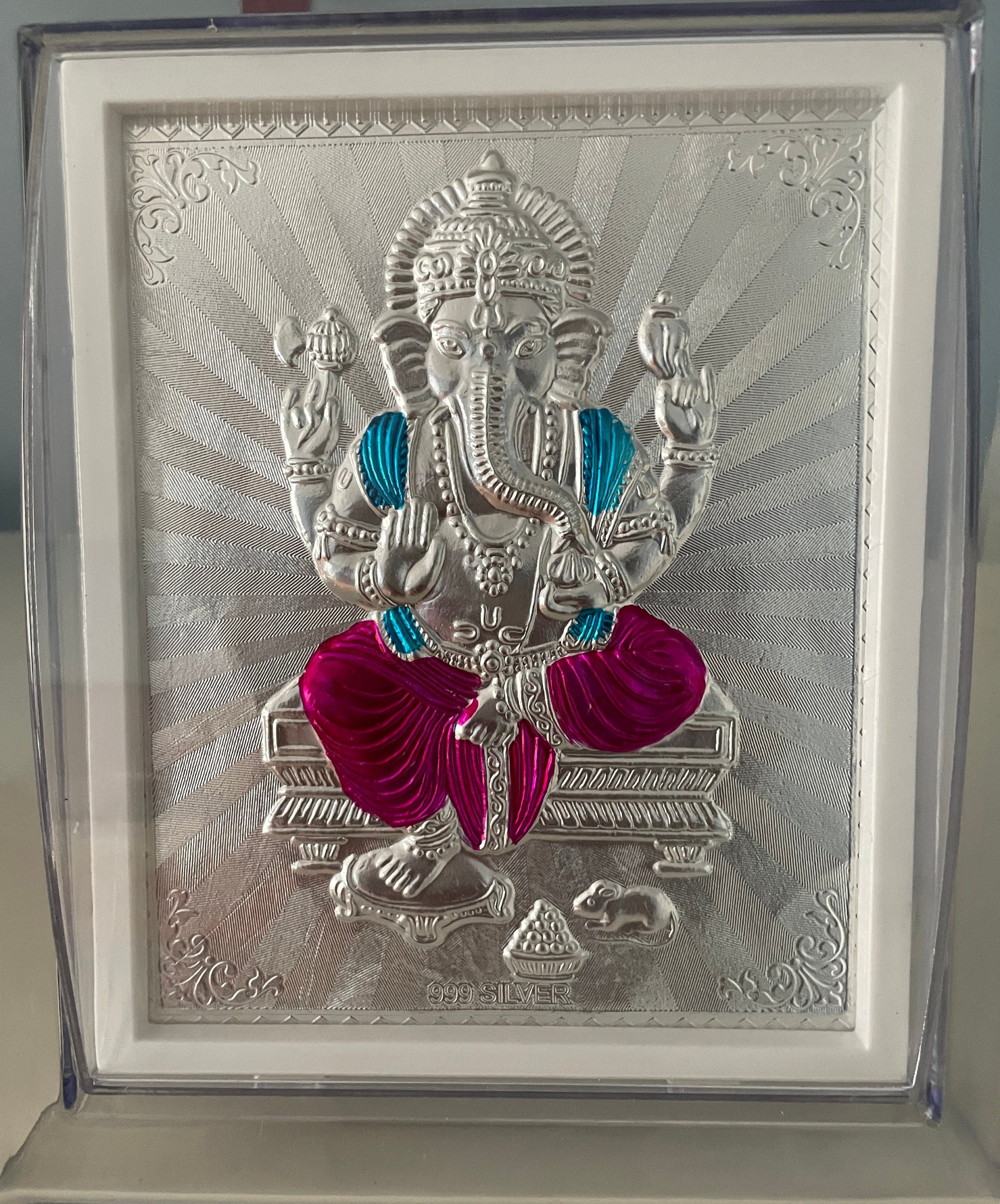 Beautiful Lord Ganesh Frame Silver - Medium Size (8 Inches), Pooja Item ...