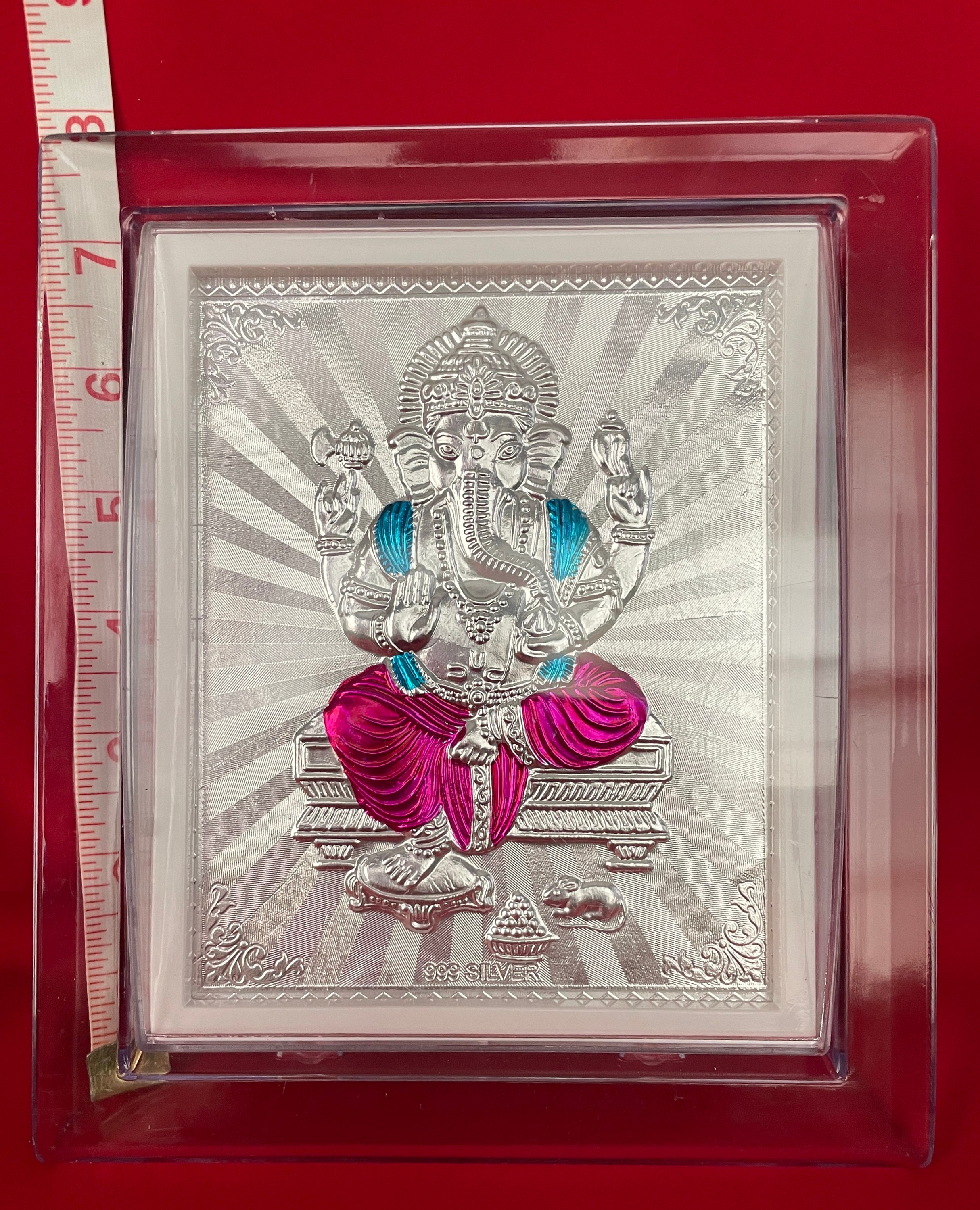 Beautiful Lord Ganesh Frame Silver - Medium Size (8 Inches), Pooja Item ...