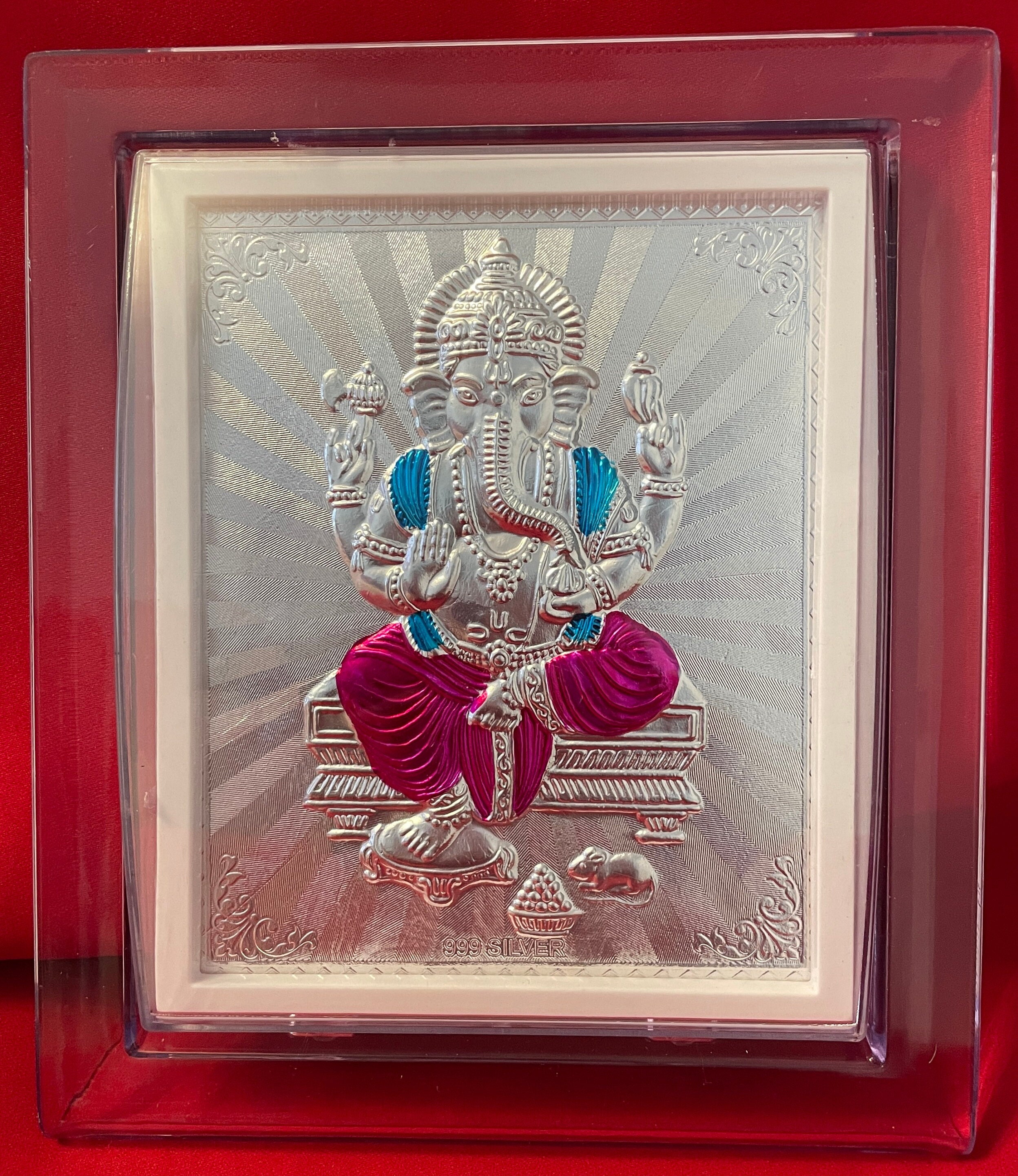 Beautiful Lord Ganesh Frame Silver - Medium Size (8 Inches), Pooja Item ...