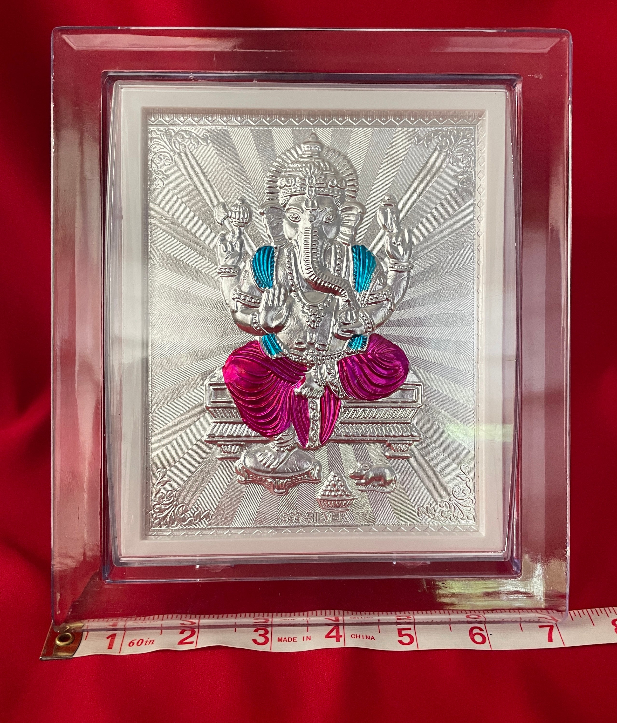 Beautiful Lord Ganesh Frame Silver - Medium Size (8 Inches), Pooja Item ...