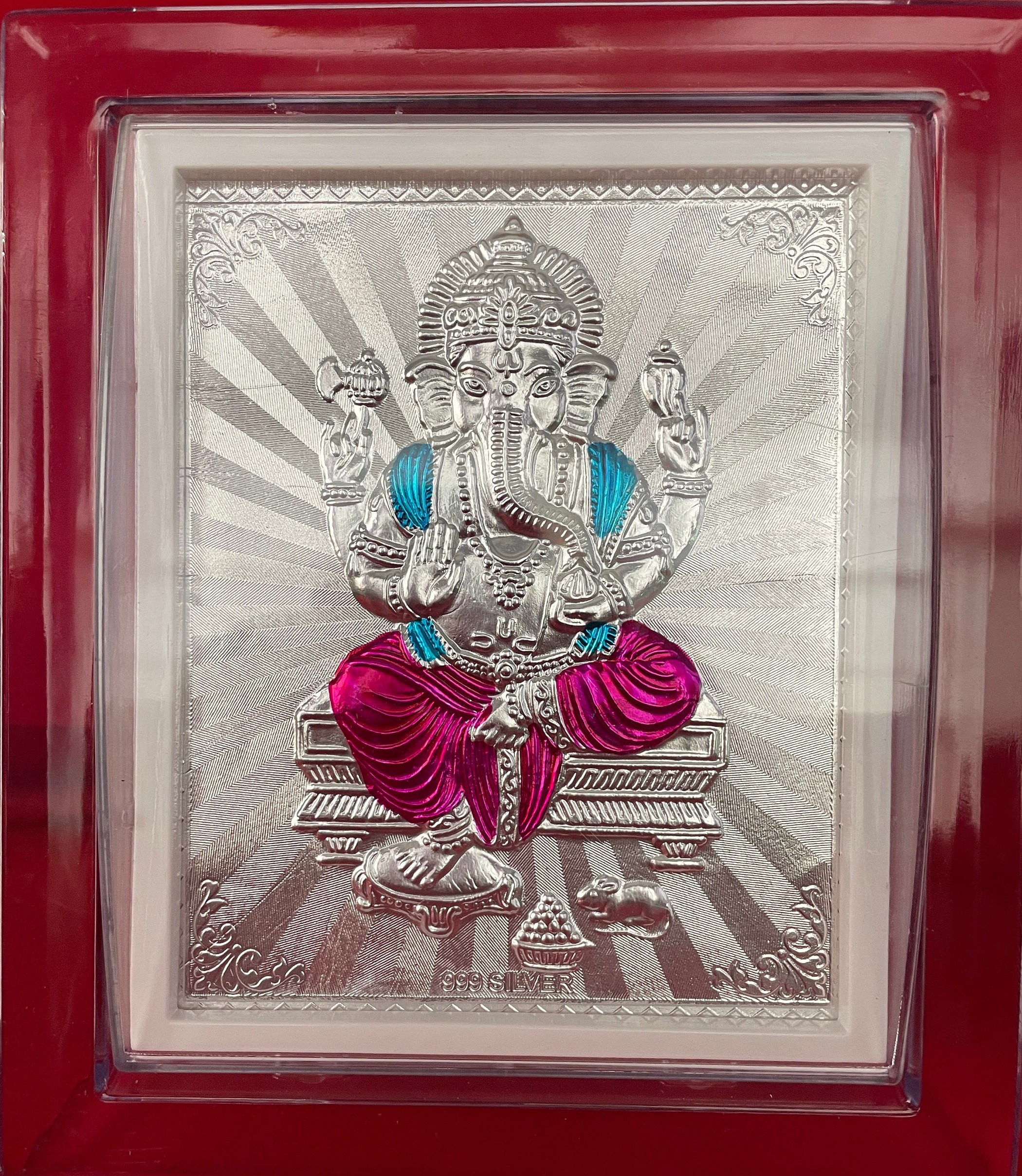 Beautiful Lord Ganesh Frame Silver - Medium Size (8 Inches), Pooja Item ...