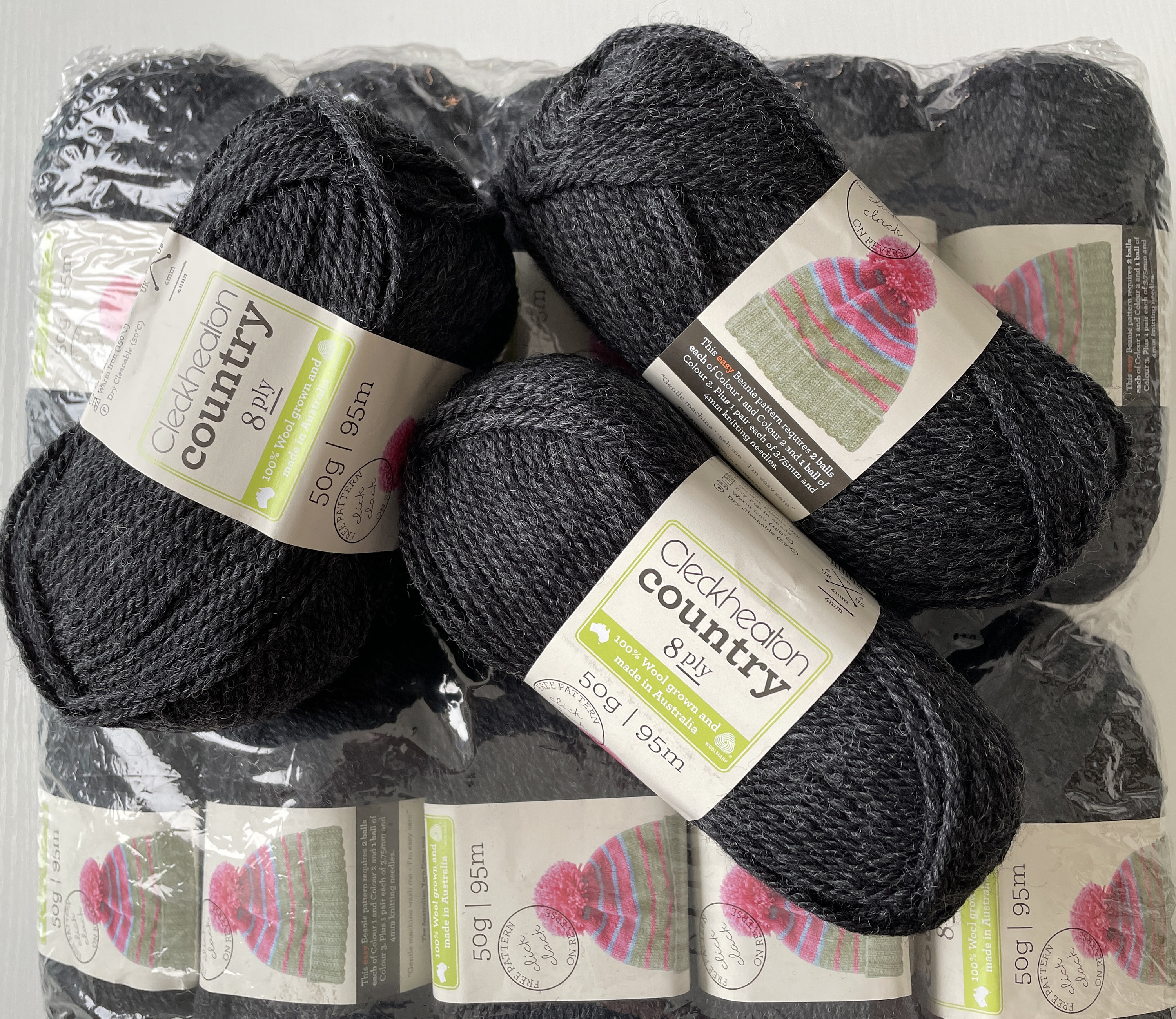 Cleckheaton Country 8ply by Australian Yarn Company. 9 Ball Pack. Colour Charcoal Blend 2309 ...