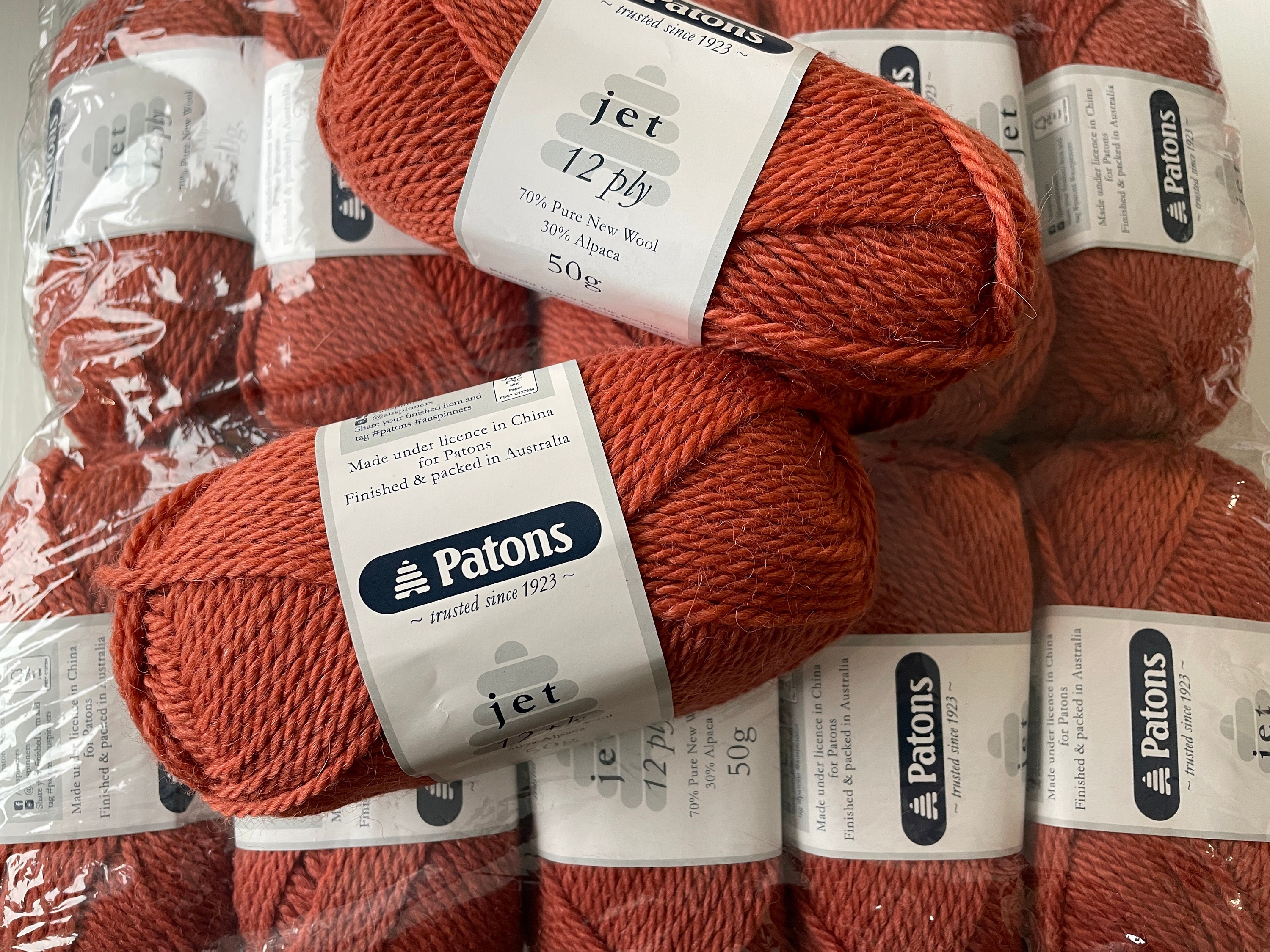 Patons Jet 12 Ply by Australian Yarn Company. 20 Ball Pack. Colour Clay ...