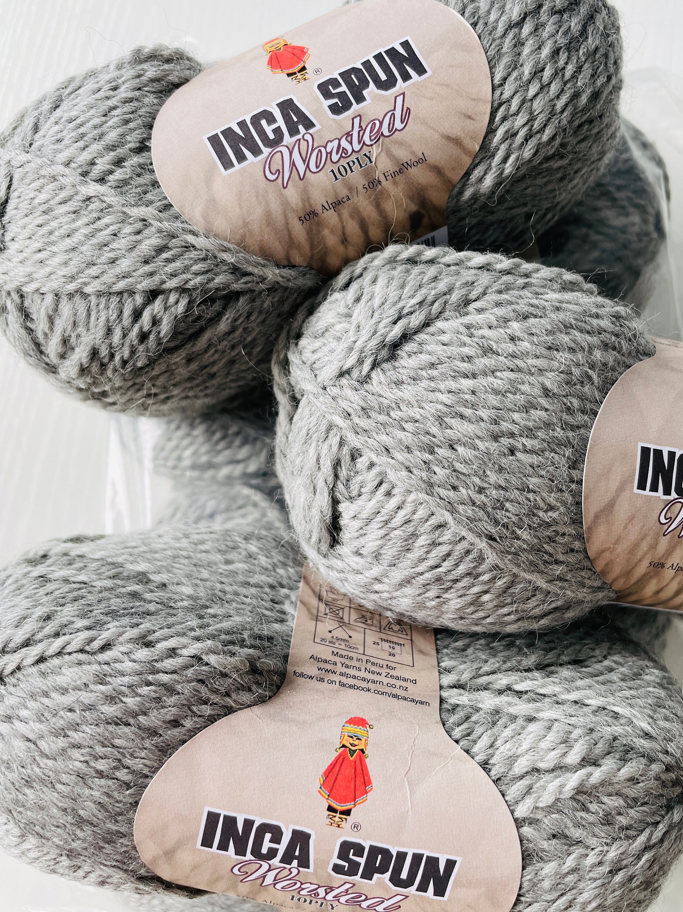Inca Spun Worsted by Alpaca Yarns. 7 Ball Pack Colour 401 Grey. - Etsy ...