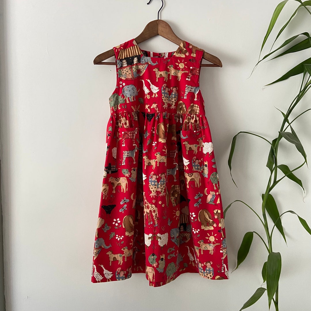 Little Girl Farm Dress- Red Dress - Print Dress - Girly Dress ...