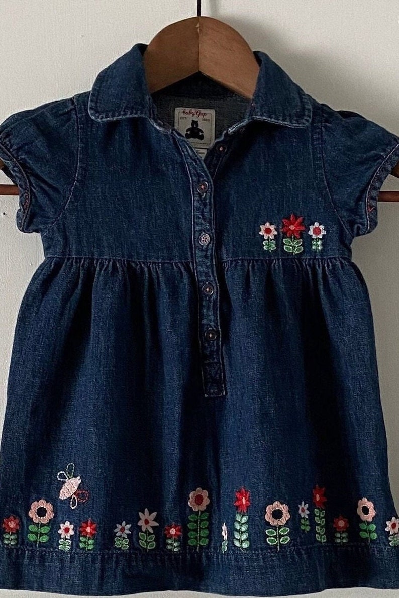 Baby Denim Embroidered Dress Girl Denim Dress Baby Denim Dress Baby ...