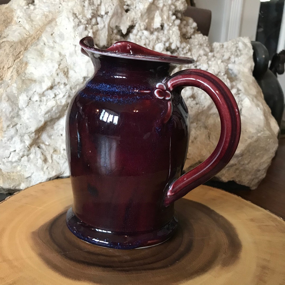 Vintage Edgecomb Pottery Burgundy Pitcher | #A161 - Etsy