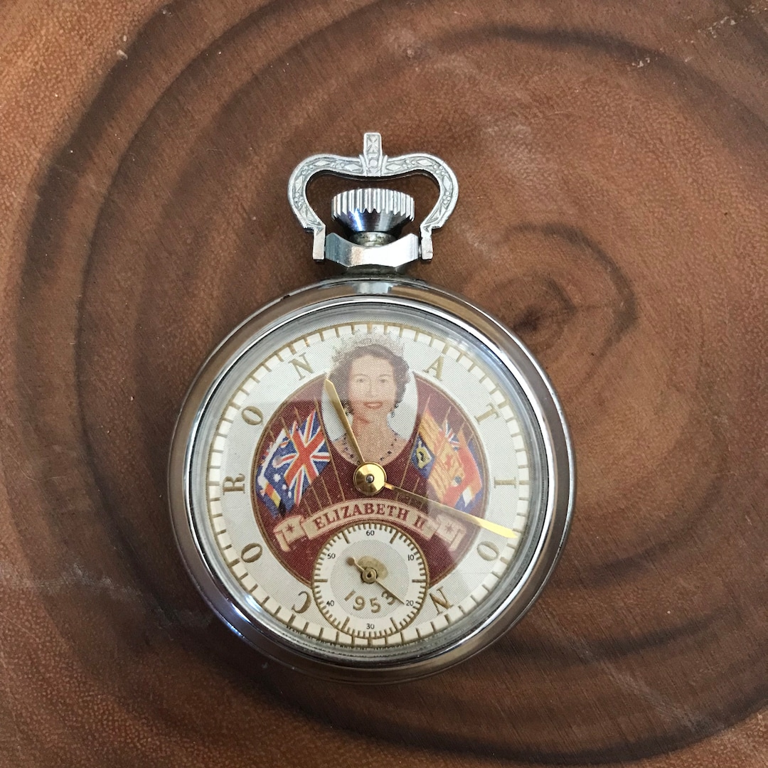 1953 Queen Elizabeth II Coronation Pocket Watch A146 - Etsy