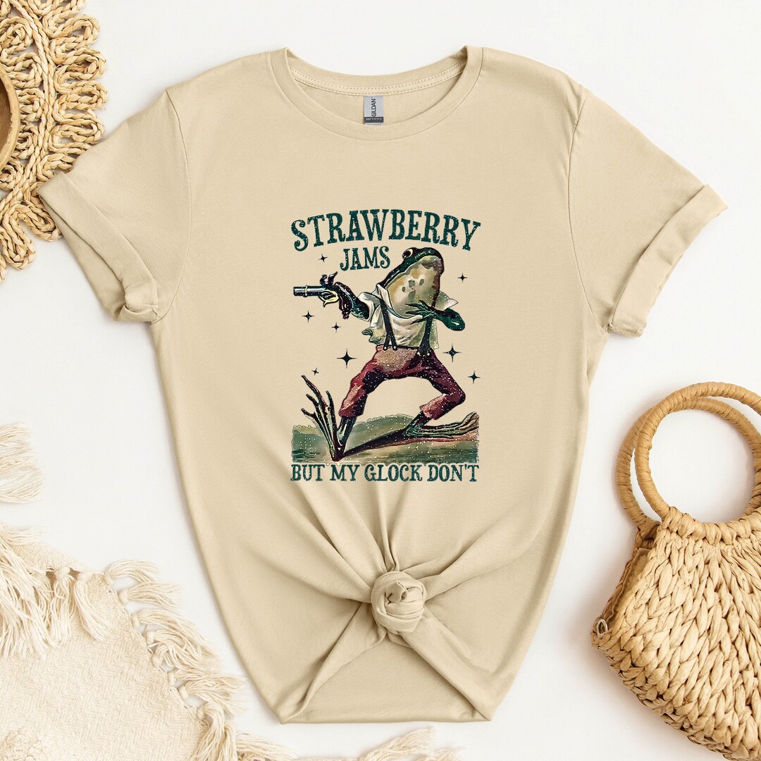 Strawberry Jams but My Glock Don't Shirt Funny Frog Sweatshirt Meme ...