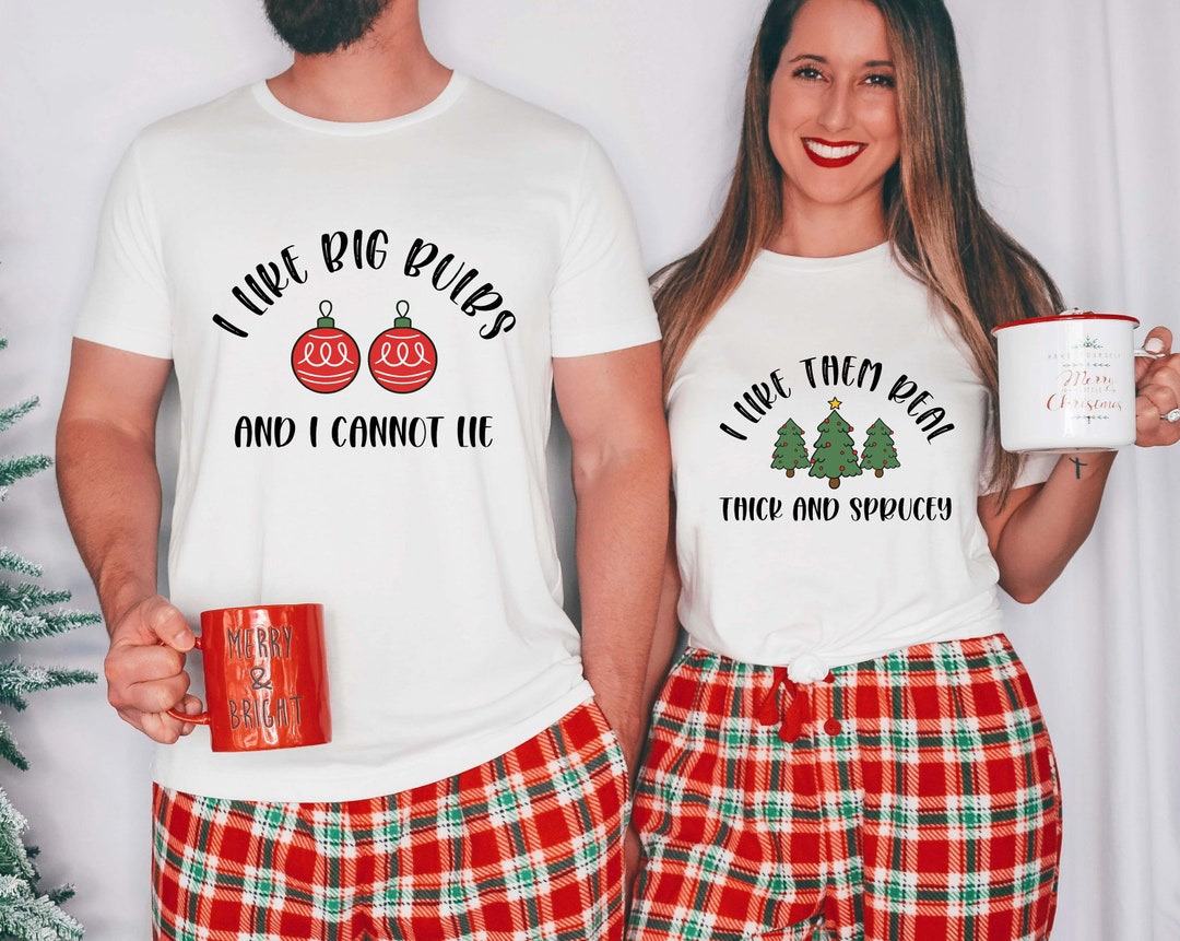 I Like Big Bulbs Christmas Couple Shirt, Funny Christmas Matching T ...