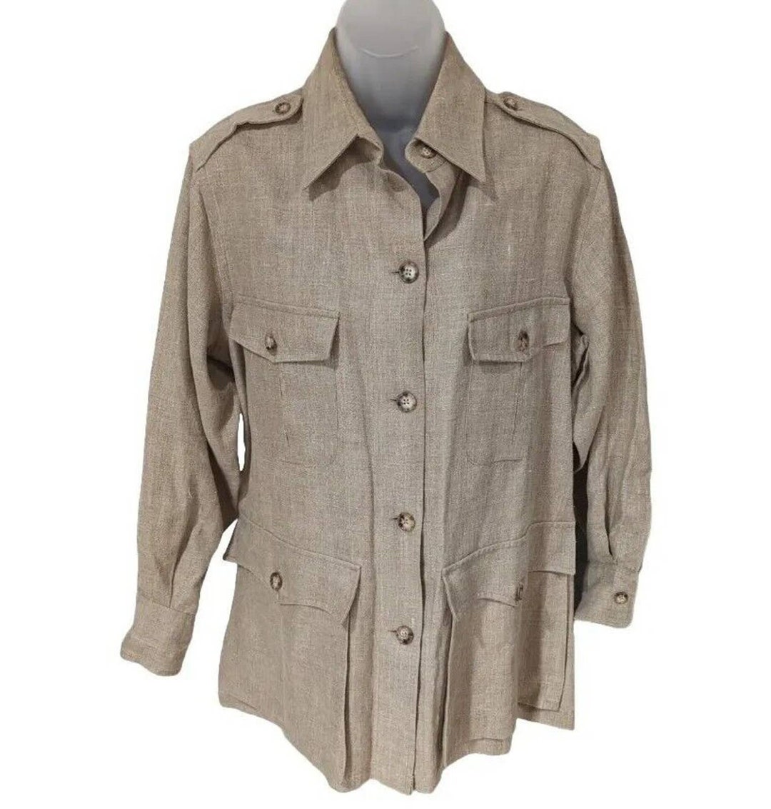 Willis & Geiger Safari Jacket 100% Linen Size Large Vintage Bush ...