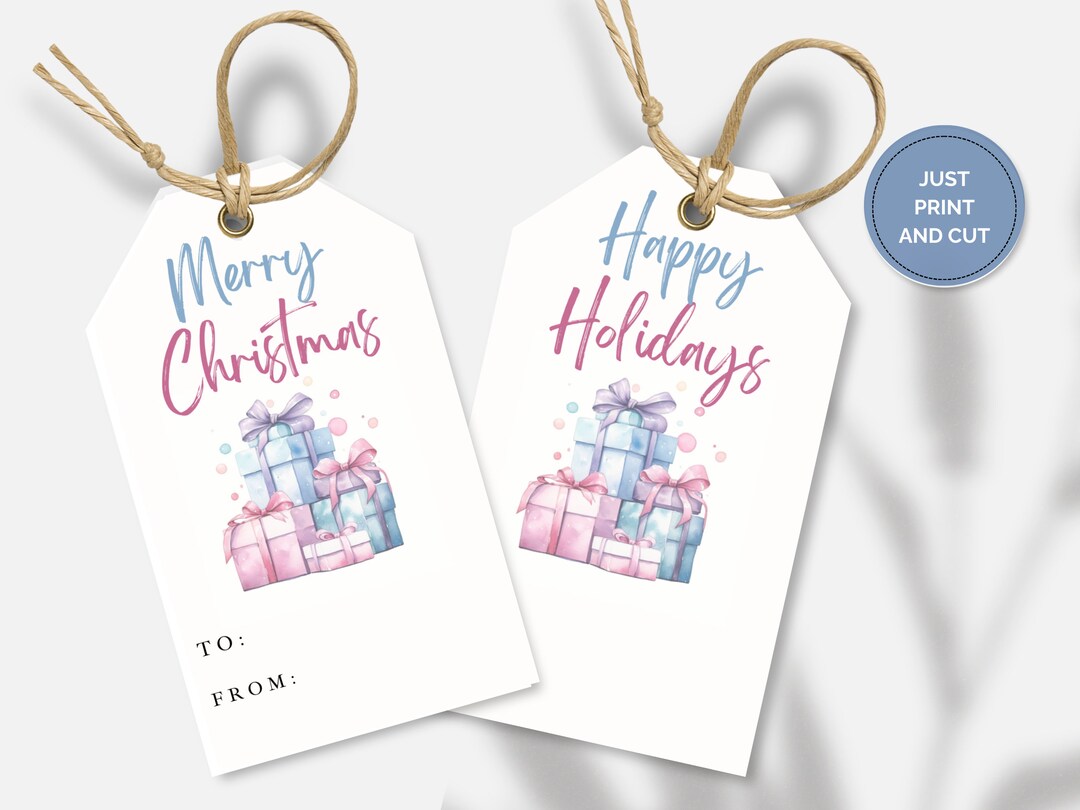 Pink & Blue Christmas Gift Tags – Printable Holiday Tags (PDF) - Etsy