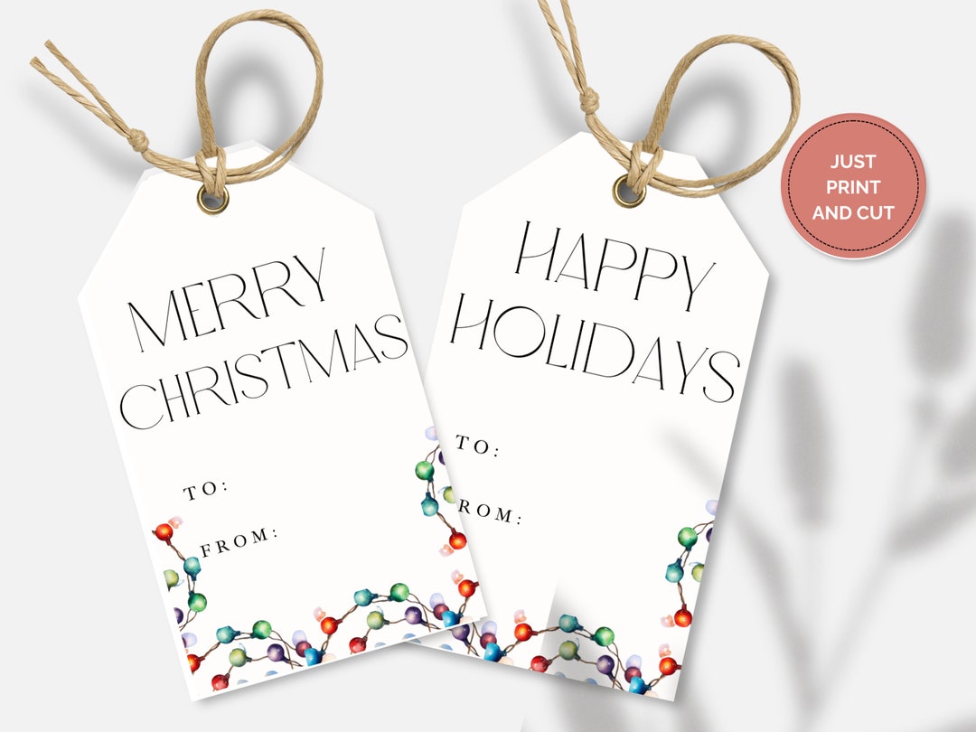 Printable Christmas Gift Tags – Holiday Lights Design (PDF) - Etsy