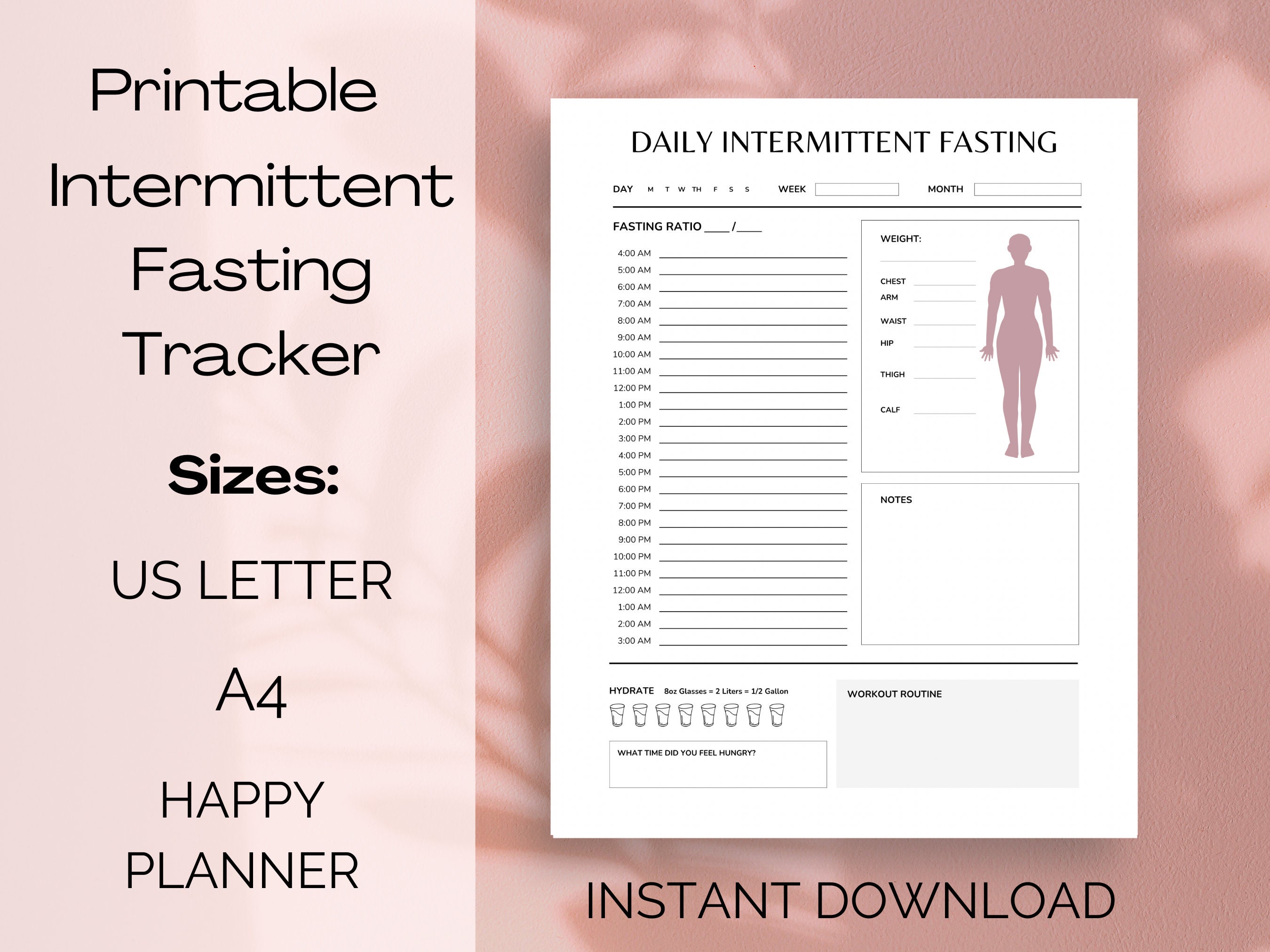 Printable Intermittent Fasting Tracker: Monthly Habit Planner (PDF) - Etsy