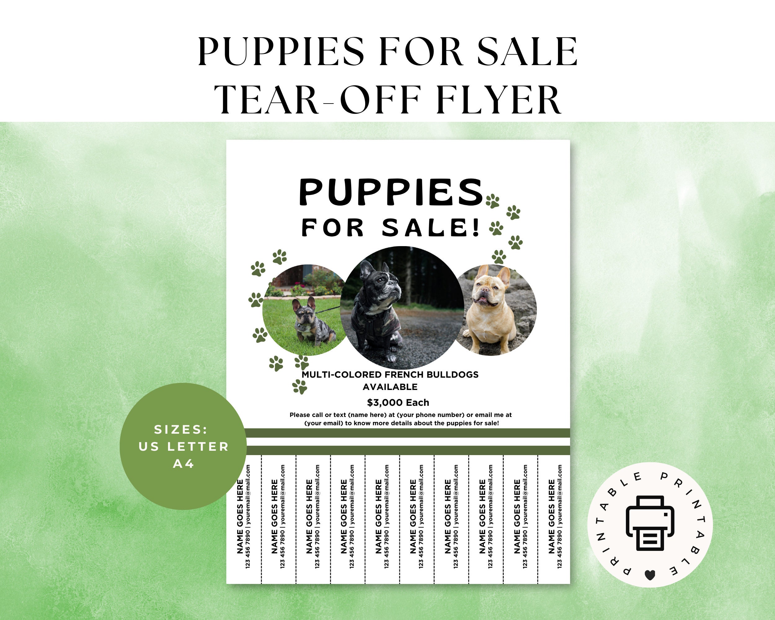 Puppy Breeder Tear-off Flyer Template | Pet Business Marketing (canva ...