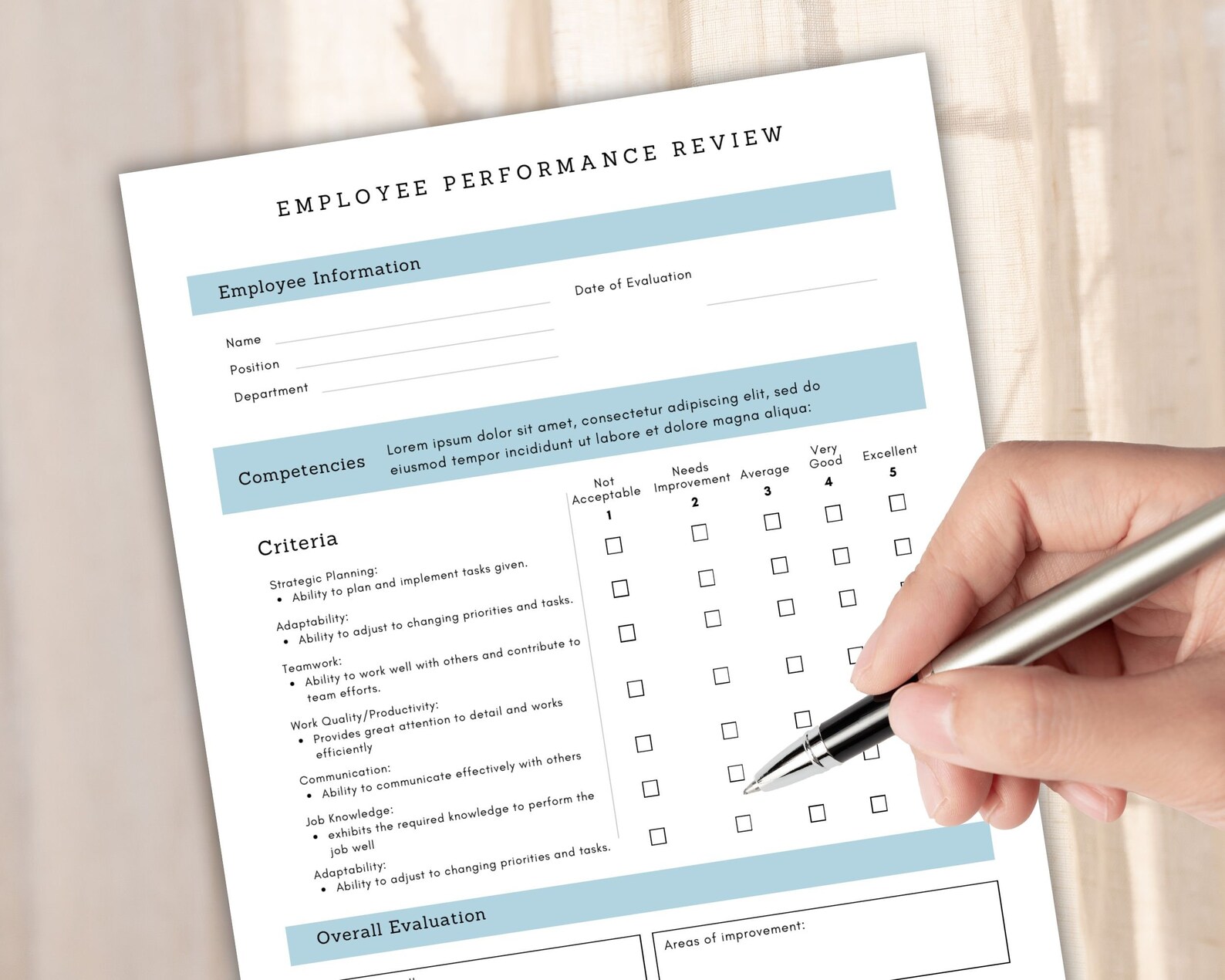 Employee Performance Evaluation Forms Canva Template Editable Canva ...