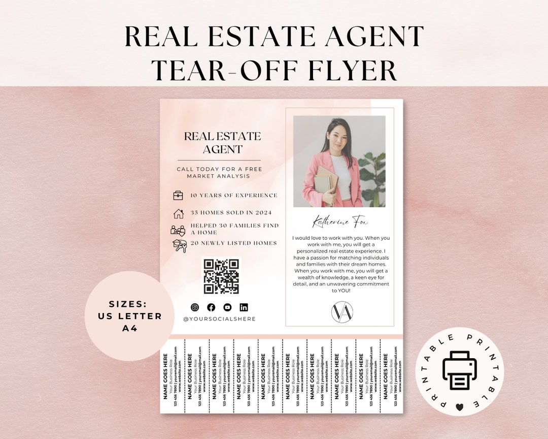 Professional Realtor Marketing Flyer| Real Estate Agent Tear-off Flyer ...