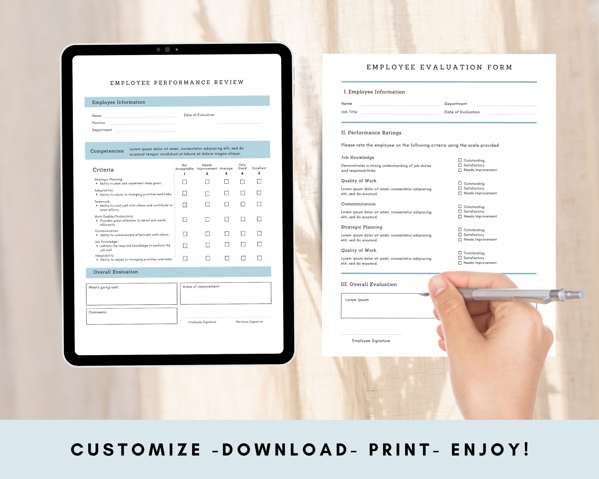 Employee Performance Evaluation Forms Canva Template Editable Canva ...