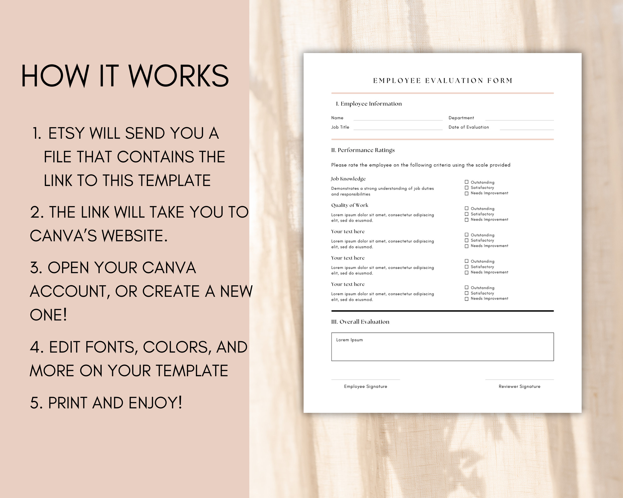Employee Performance Evaluation Forms | Canva Template (digital ...
